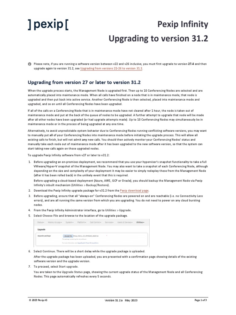Pexip Infinity Upgrading Quickguide V31.2.a | PDF | Cloud Computing | Microsoft Azure