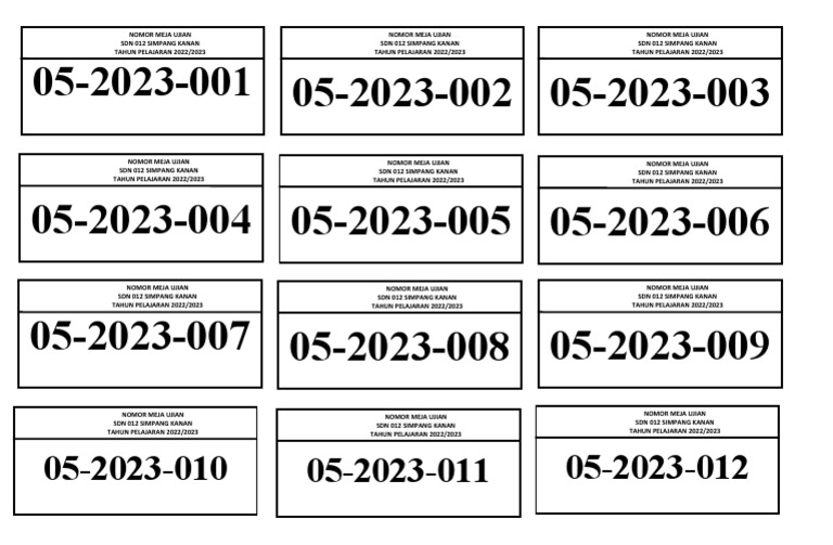 Nomor Meja Ujian SDN 012 2022/2023 | PDF | Karier & Perkembangan ...