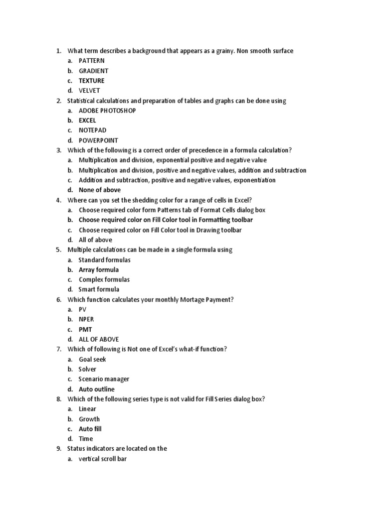 Advance Excel Question | PDF | Microsoft Excel | Spreadsheet