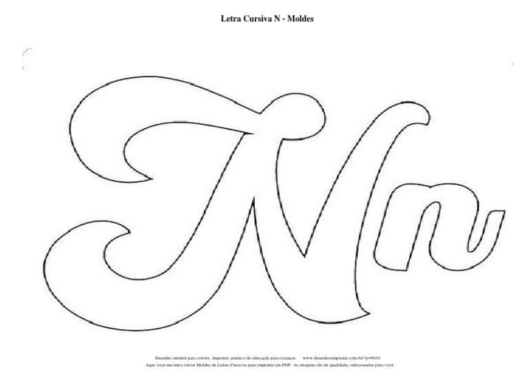 Moldes de Letras Cursivas para Imprimir Letra Cursiva N | PDF