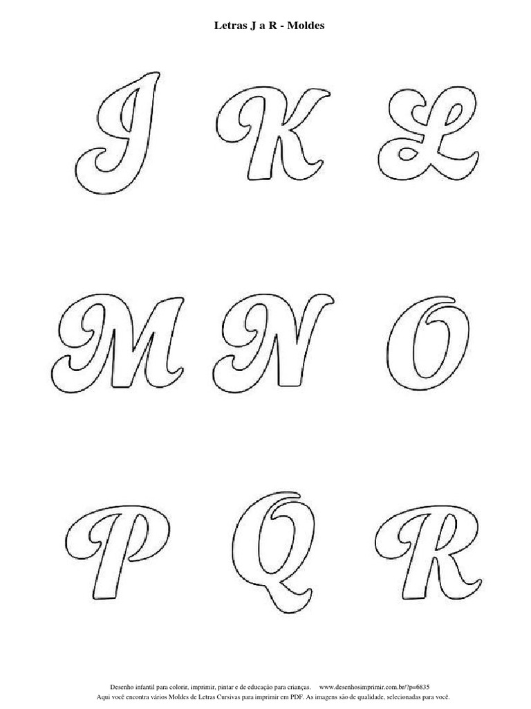 Moldes de Letras Cursivas para Imprimir Letras J A R | PDF