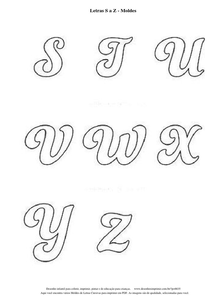 Moldes de Letras Cursivas S a Z | PDF | Artes Linguísticas e Disciplina