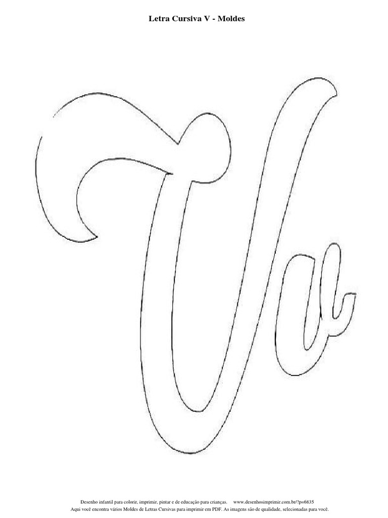 Moldes de Letras Cursivas para Imprimir Letra Cursiva V | PDF