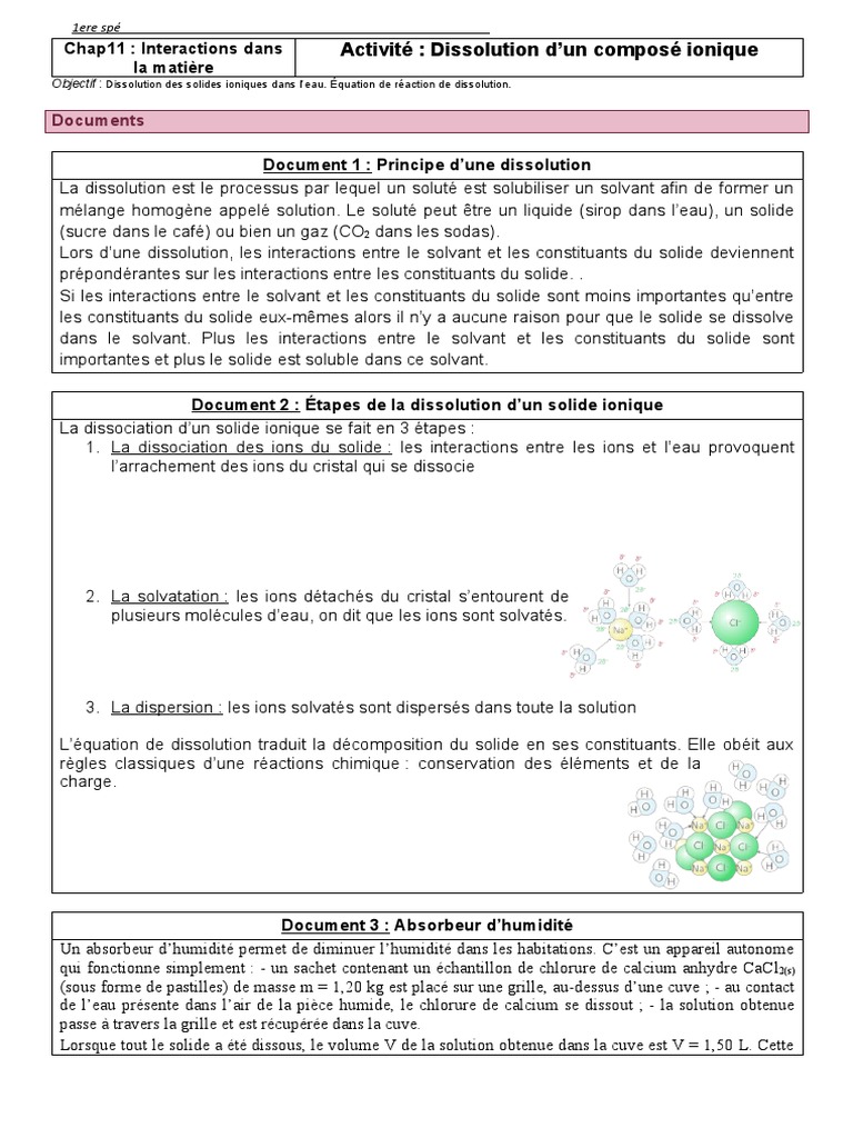 Étapes de la dissolution ionique | PDF | Solvatation | Ion