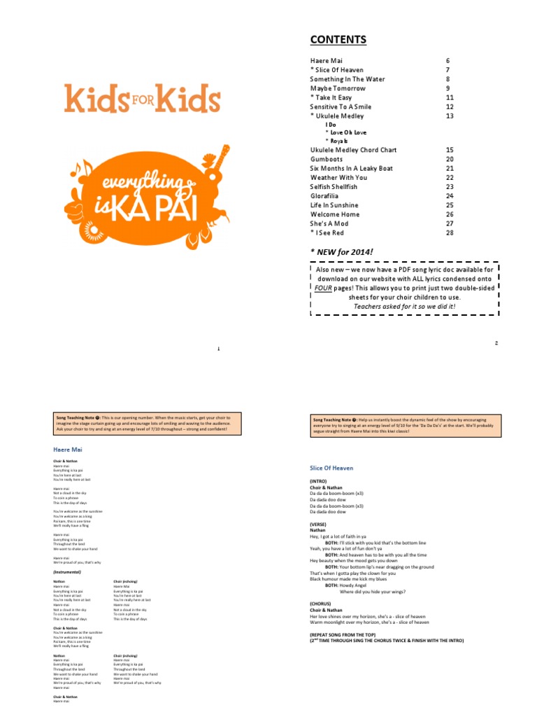 Everything Is Ka Pai (Master - JC&NK) 2014 - Kids For Kids (PDFDrive) | PDF | Choir