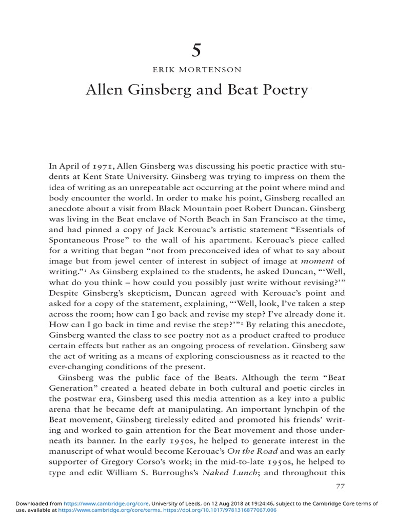 Allen Ginsberg and Beat Poetry: Erik Mortenson | PDF | Beat Generation ...