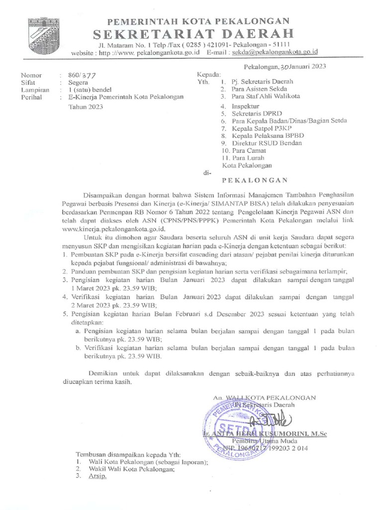 Surat Ekinerja 2023 | PDF | Karier & Perkembangan