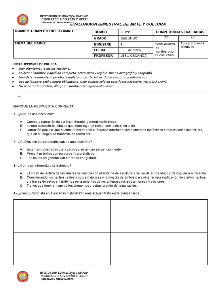 Encabezado para El Examen | PDF | Cómics | Lápiz