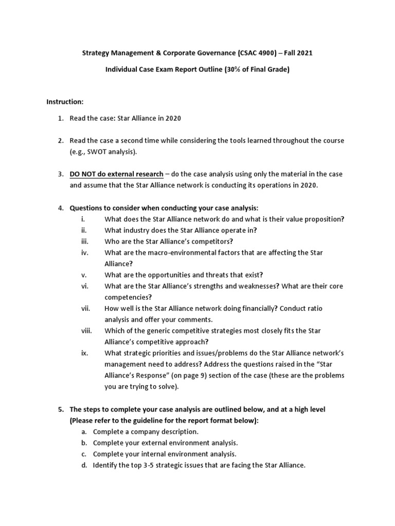 CSAC 4900 Final Exam - Individual Case Exam Report Outline - Fall 2021 ...