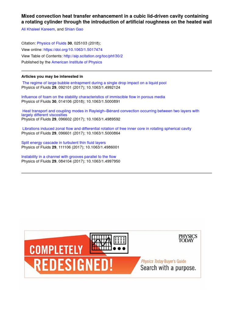 3 10 Mixed Convection Heat Transfer Enhancement In A Cubic Lid Driven Cavity Containing A