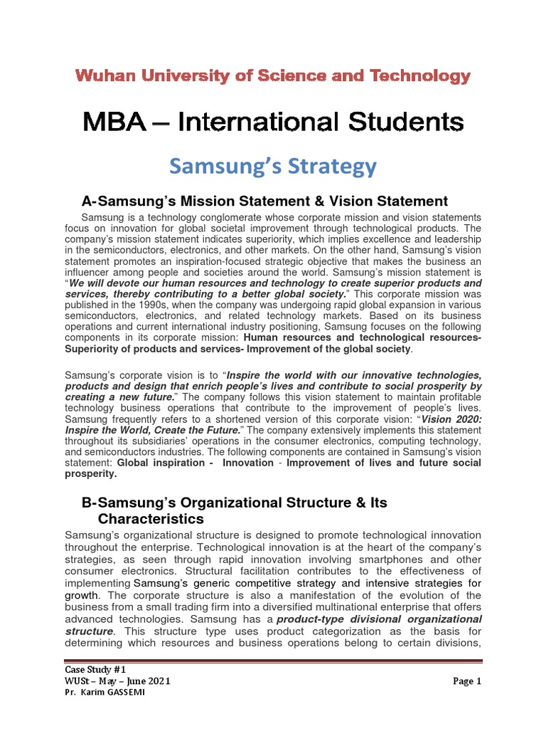 Samsung's Case Study | PDF | Innovation | Samsung