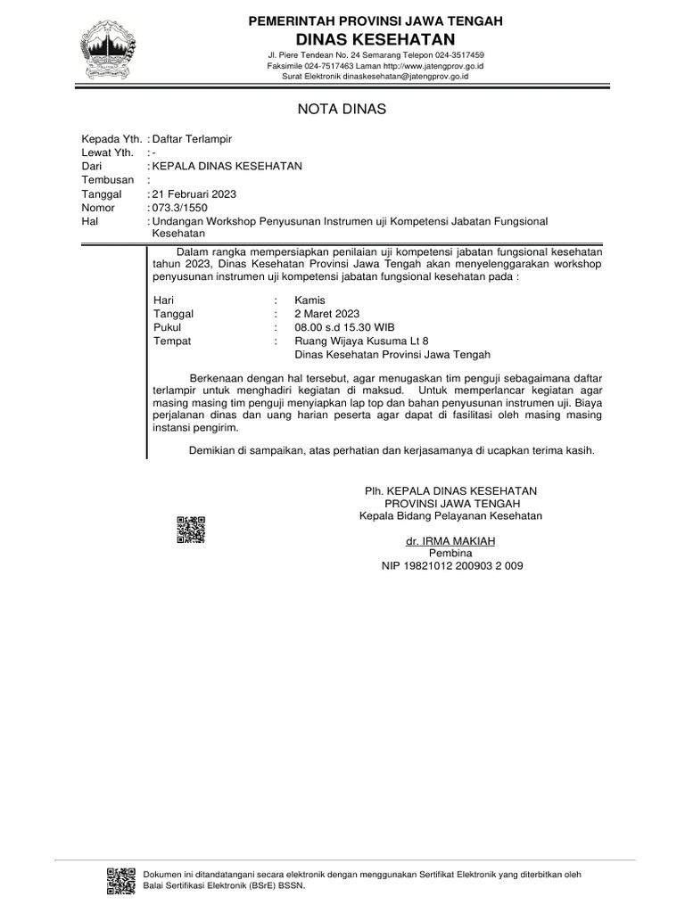 Nota Dinas Undangan Ws Instrumen Uji | PDF