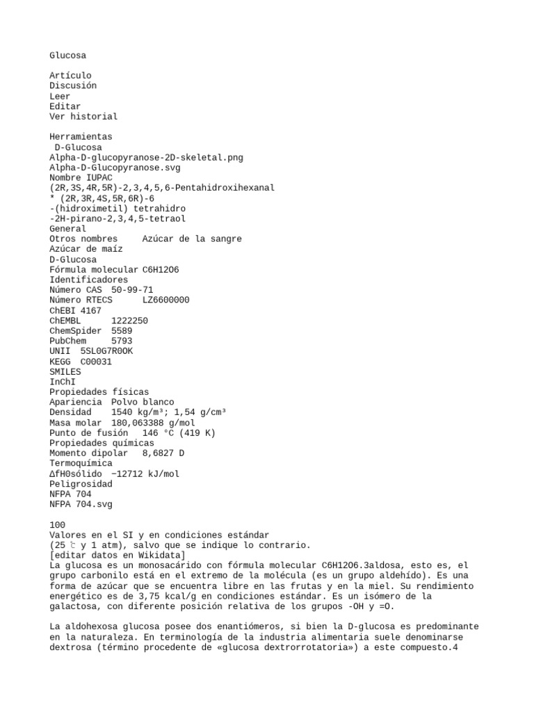 Glucosa | PDF | Glucosa | Nutrición
