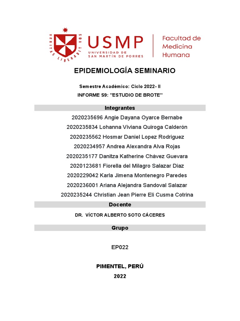 Informe S9 - Epidemiología Sem | PDF | Epidemiología | Epidemias