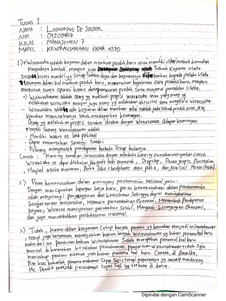Tugas 1 Kewirausahaan Ekma4370 | PDF