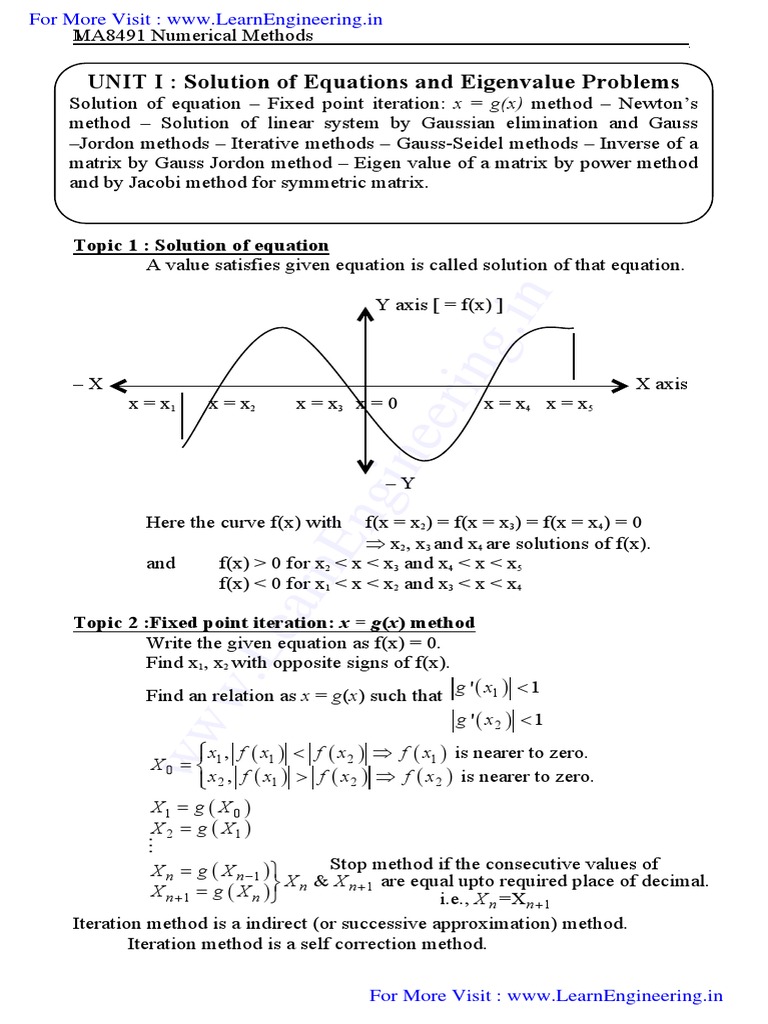 MA8491 Numerical Methods 01 - by LearnEngineering - in | PDF | System Of Linear Equations ...