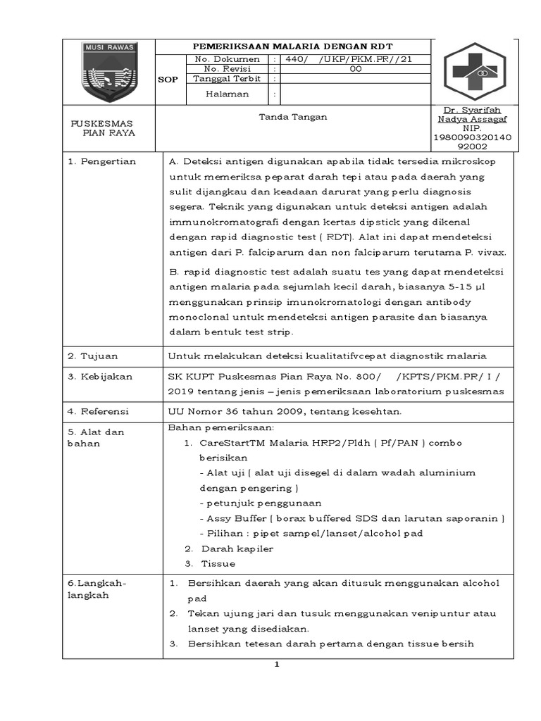 SOP Malaria | PDF