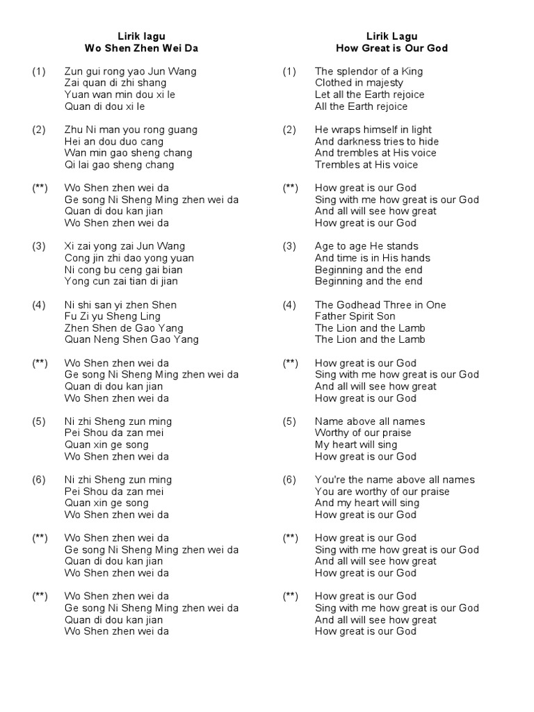 Lirik Lagu How Great is Our God | PDF