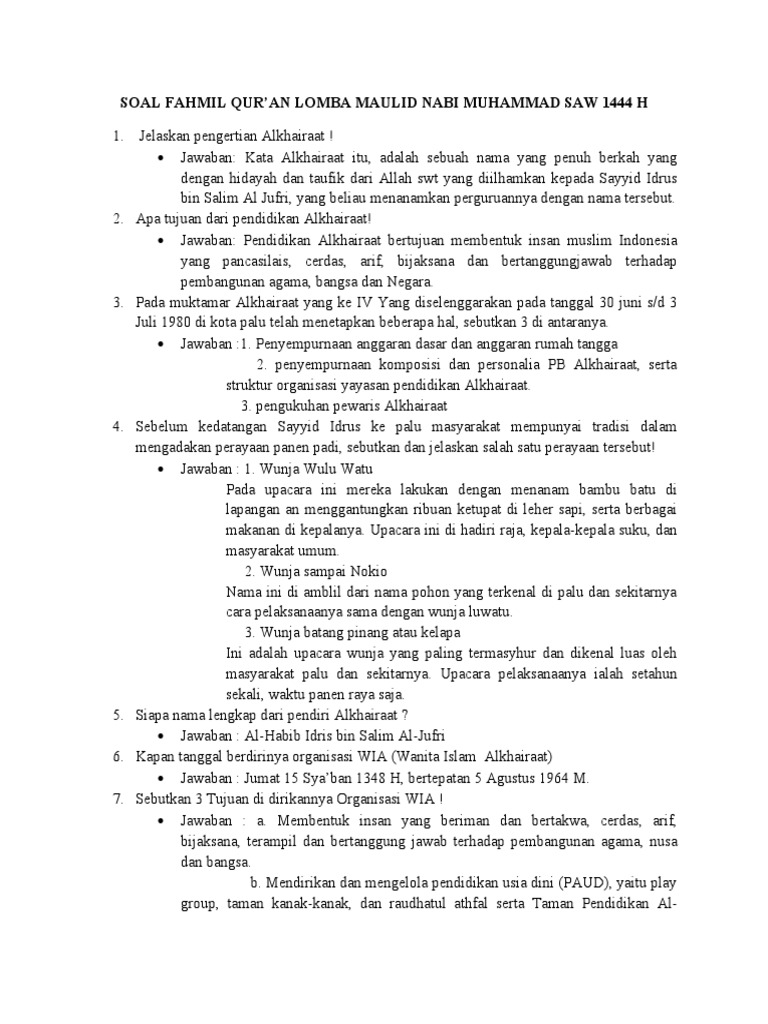 Soal Fahmil Qur'An | PDF