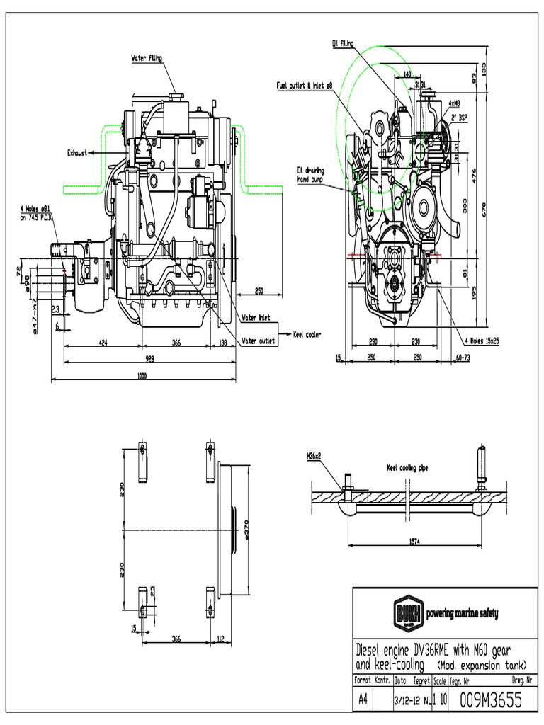 Installation Drawing BUKH DV 36 RME With Gear | PDF