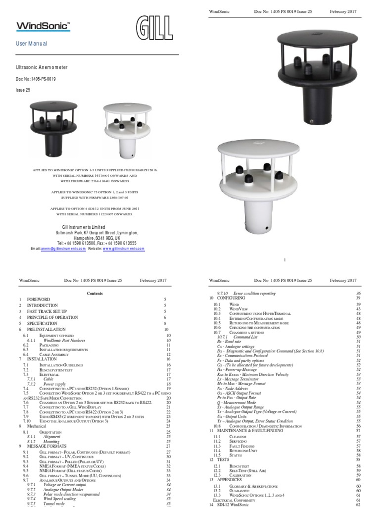 WindSonic GPA Manual 1405-PS-0019 Issue 25 | PDF | Electrical Connector ...