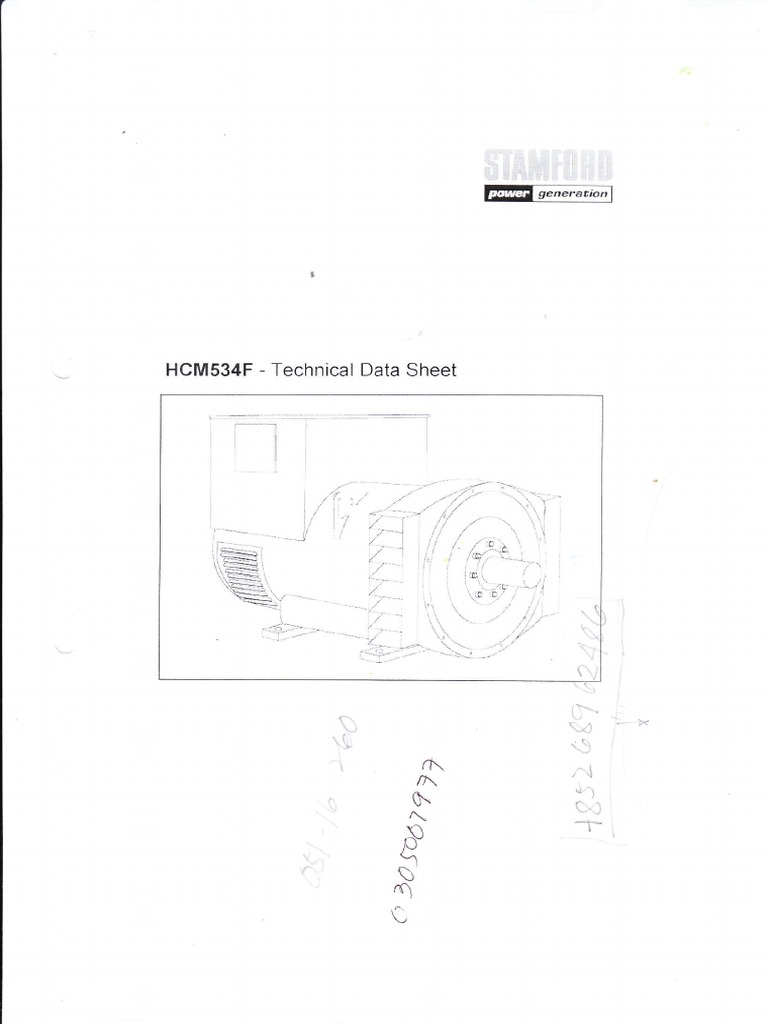 STAMFORD, HCM534F - Technical Data Sheet (Power Generators) | PDF ...