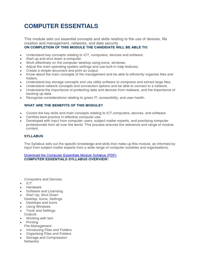 Computer Essentials | PDF