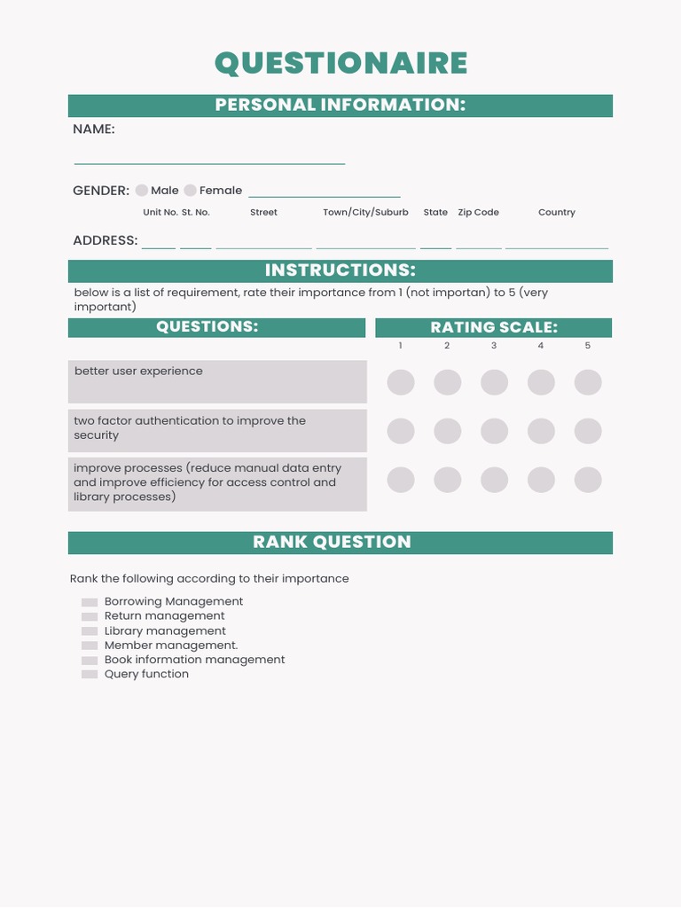 Interview Questionaire SWE215 | PDF