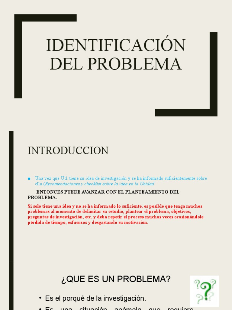 Identificación Del Problema | PDF