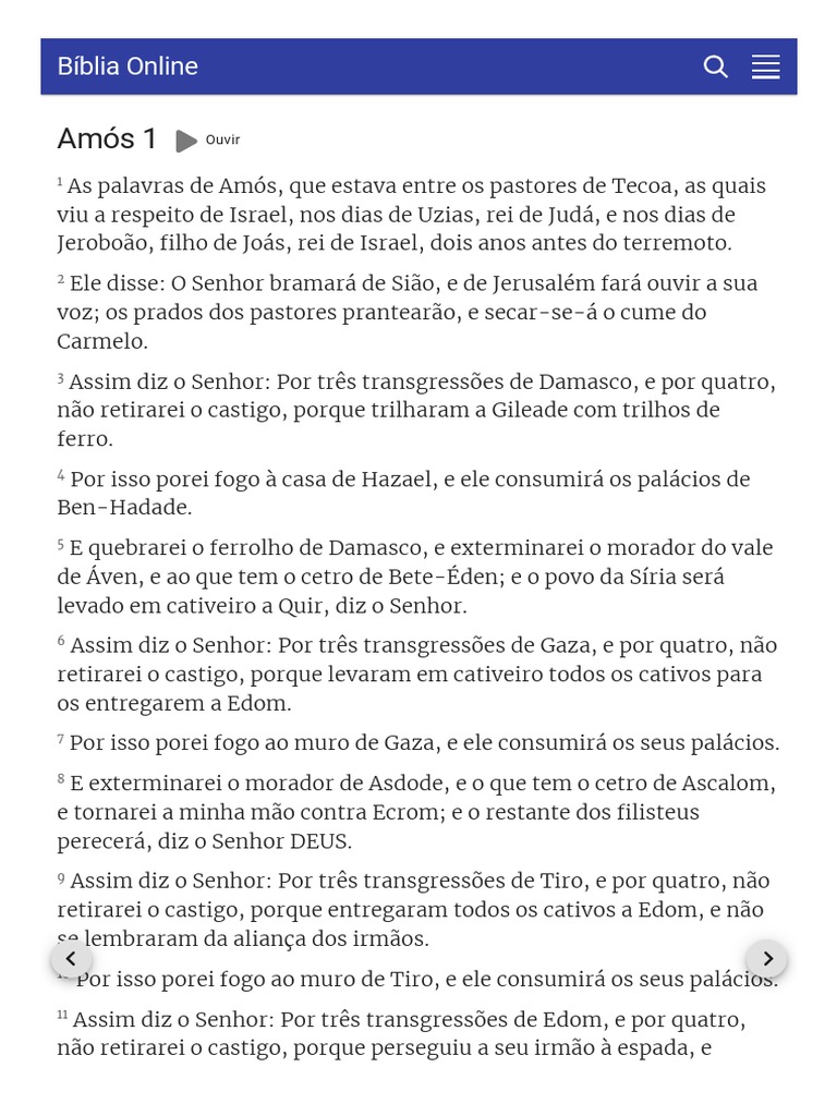 Amós 1 - ACF - Almeida Corrigida Fiel - Bíblia Online | PDF | Conteúdo bíblico
