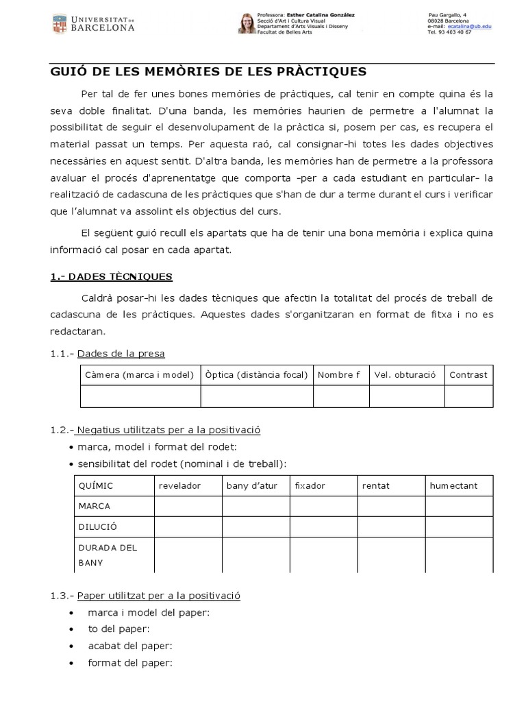 Guió Memòries de Les Pràctiques 2022-2023 | PDF