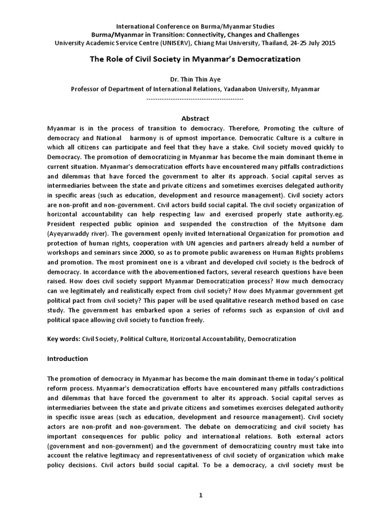 Thin-Thin-Aye-2015-The Role of Civil Society in Myanmar's ...