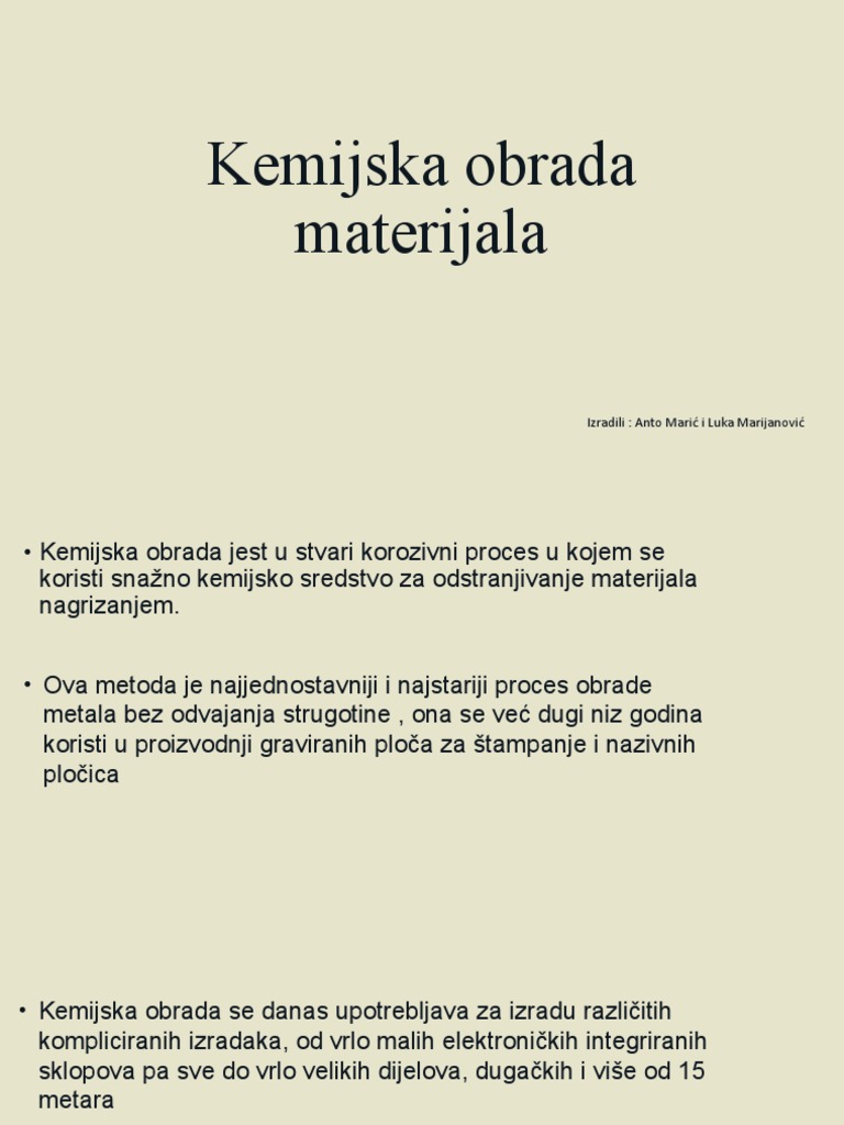 Kemijska Obrada Materijala | PDF