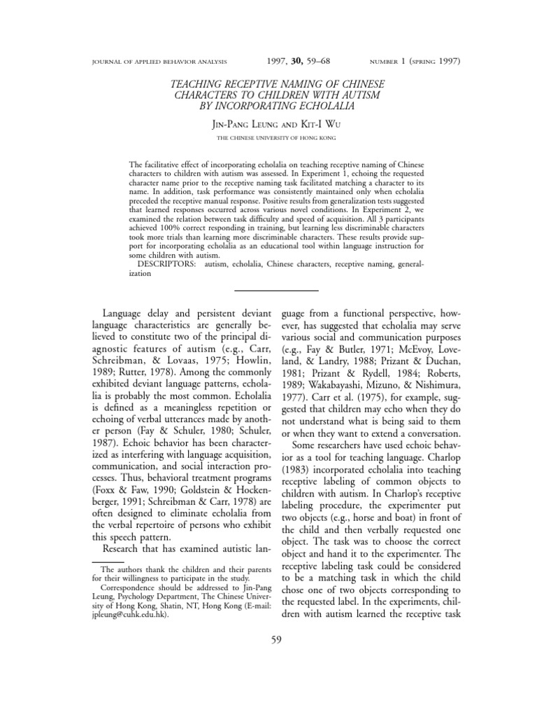 Leung 1997 | Download Free PDF | Autism Spectrum | Cognition