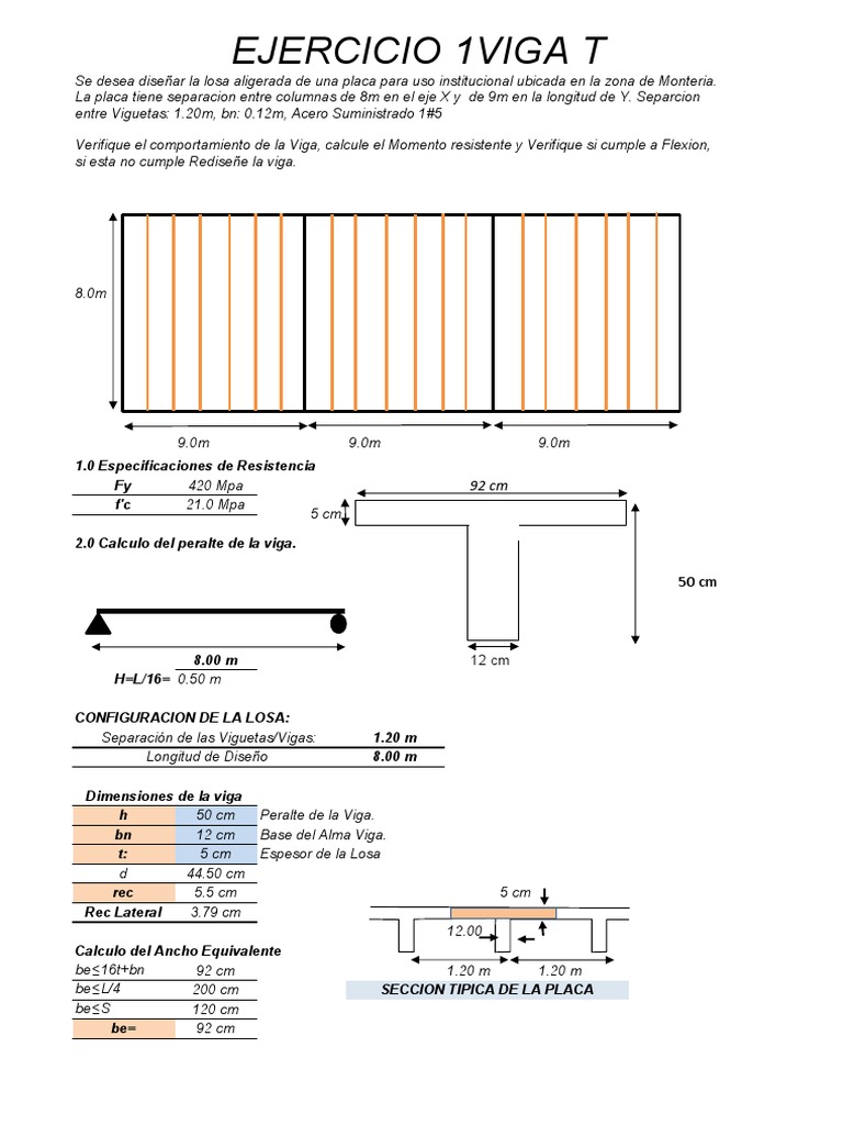Ejemplos de Diseño Vigas T | PDF | Viga (Estructura) | Ingeniero civil