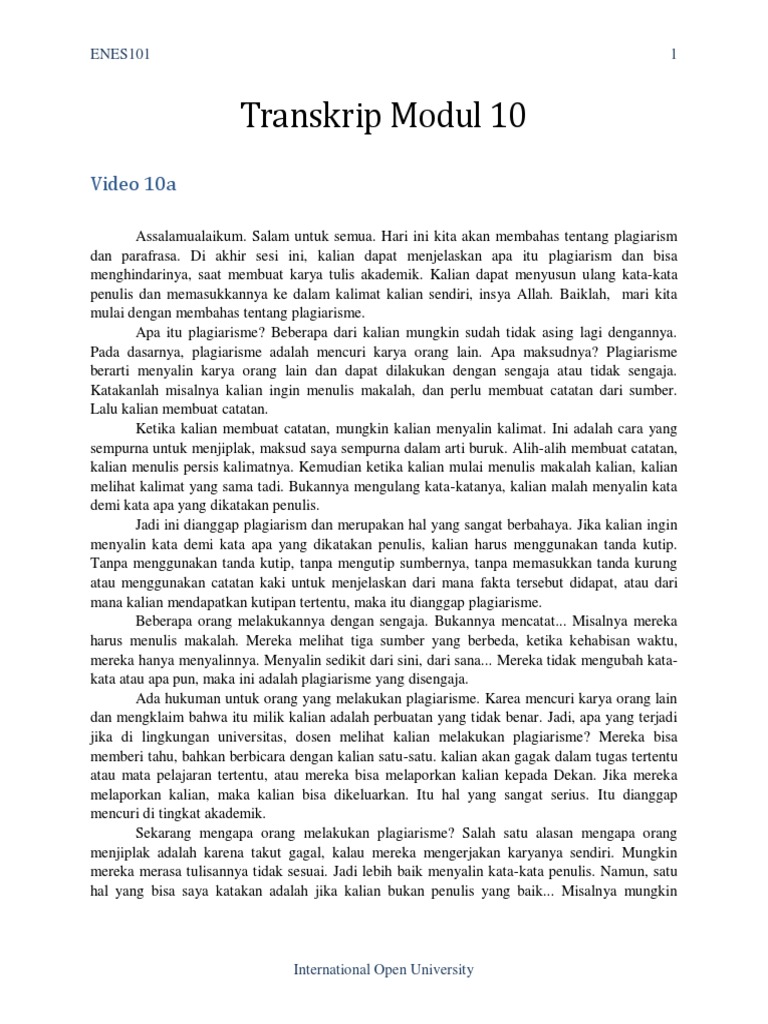 ENES101 Transkrip Modul 10 | PDF