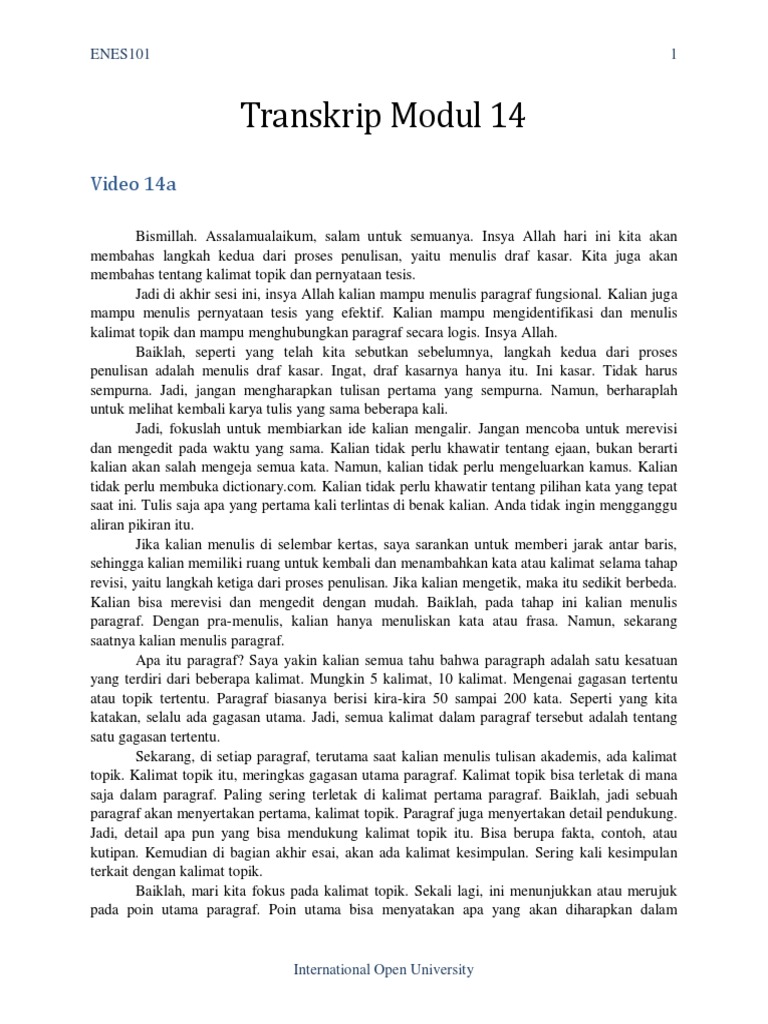 ENES101 Transkrip Modul 14 | PDF
