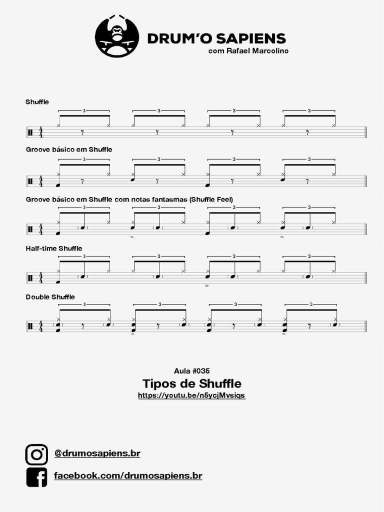 Partituras de Bateria: Groove Shuﬄe | PDF