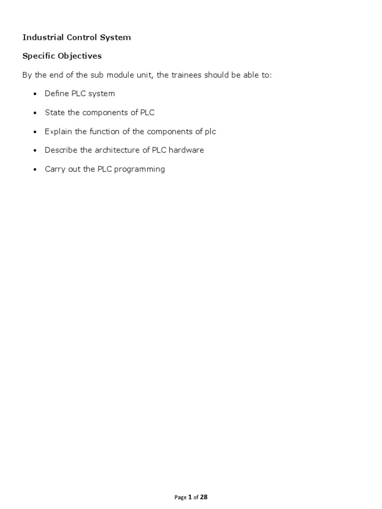 Industrial Control System I Download Free Pdf Programmable Logic Controller Computer Program 