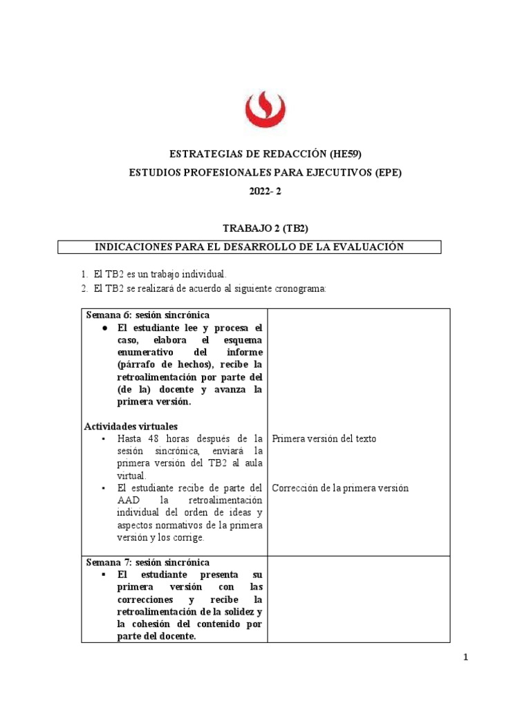 He59.tb2 2022-2 - Formato de Evaluación | PDF