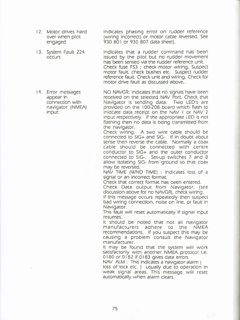 Autopilot Cetrek Fault Codes | PDF | Electrical Wiring | Coaxial Cable