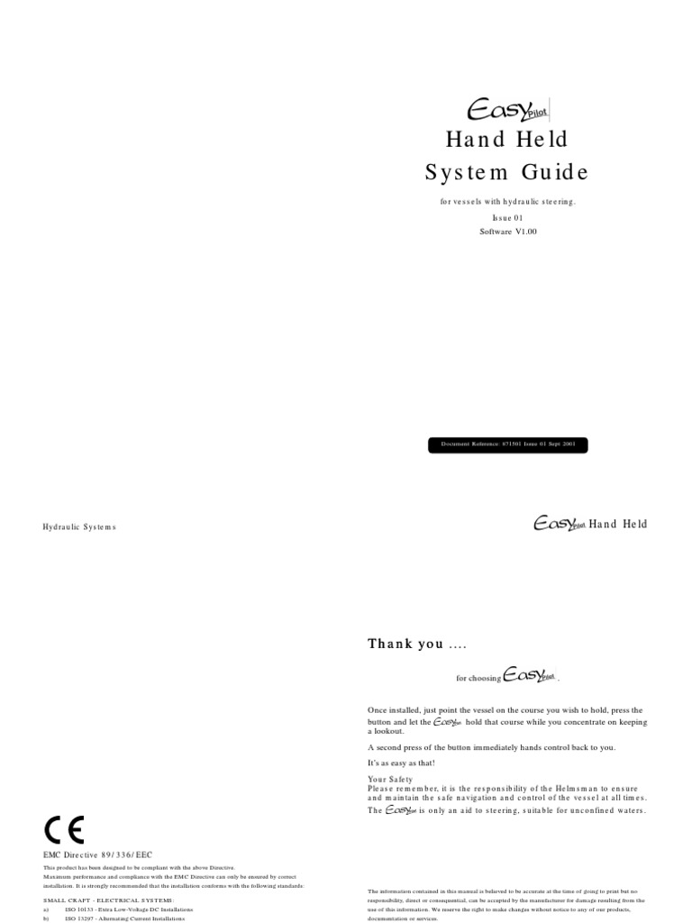 Autopilot Easypilot Hand Held Guide | PDF | Rudder | Pump