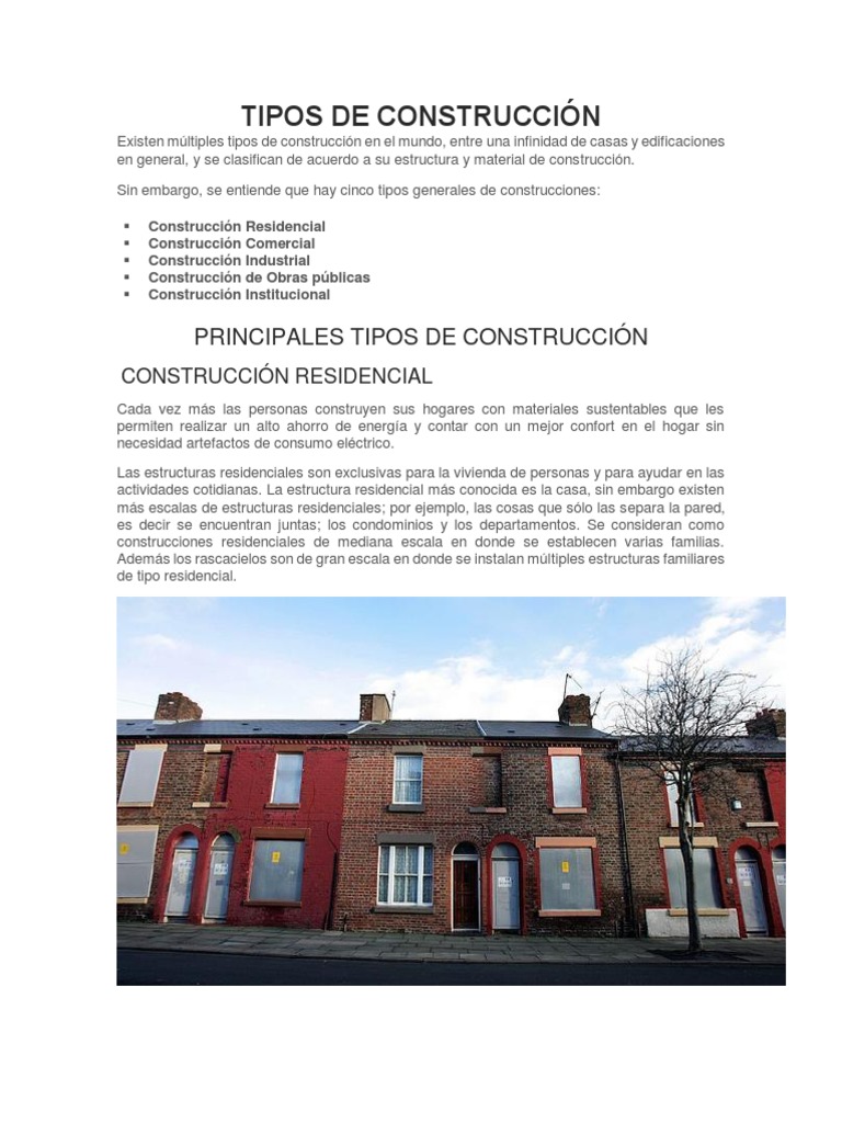 Tipos de Construcción - Generalidades | PDF | Albañilería | Bienes raíces