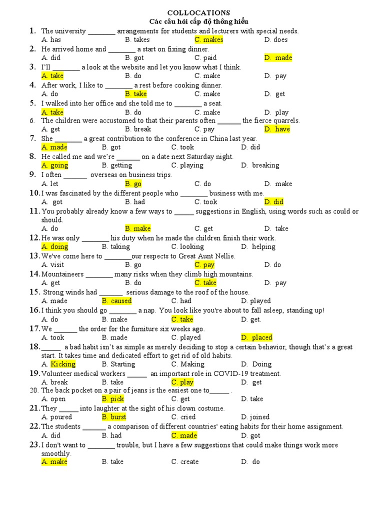 Collocations Level 2 | PDF