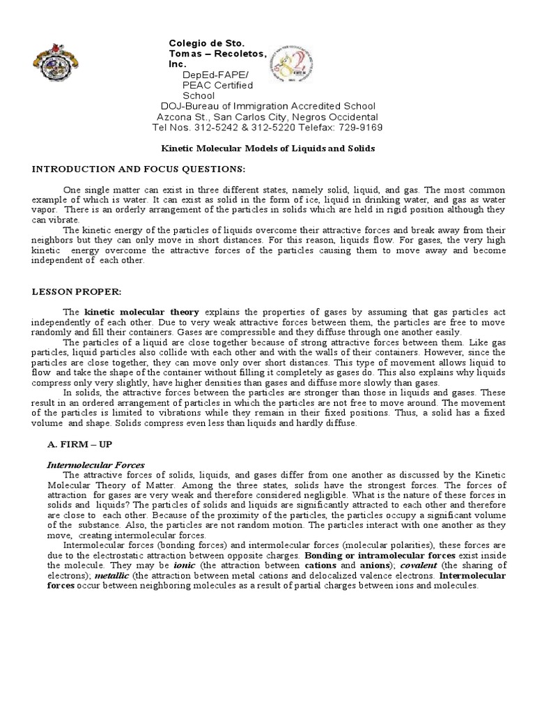 KMT - Properties of Liquid | PDF | Intermolecular Force | Evaporation