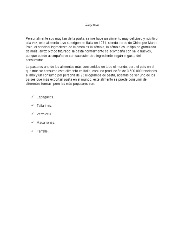 La Pasta | PDF