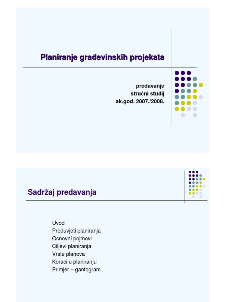 Planiranje Gradjevinskih Projekata | PDF