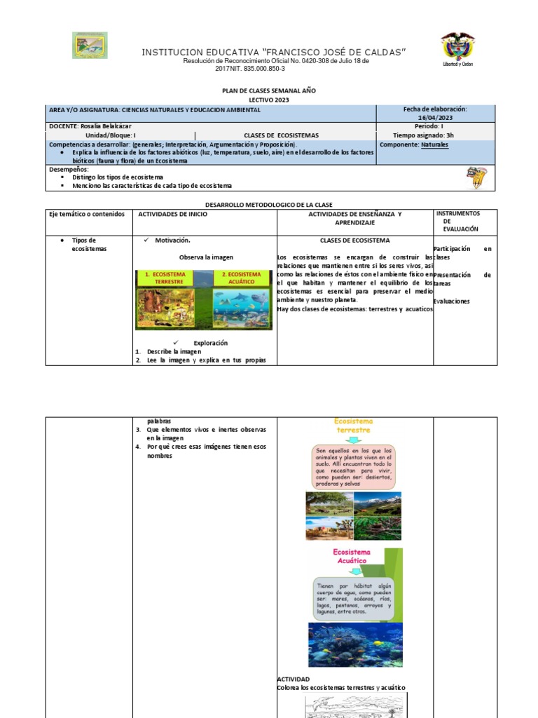 Clase Naturales Clases de Ecosistemas | PDF | Ecosistema | Ciencias de la Tierra