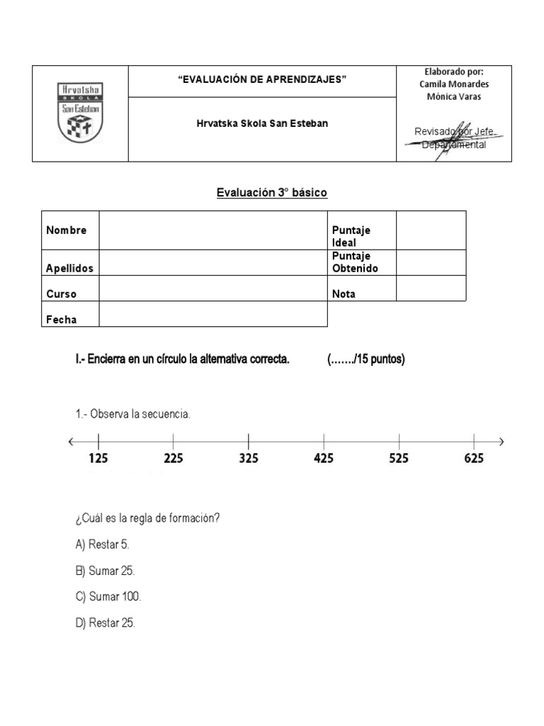 Prueba Modulo 1 (3ro Básico) | PDF