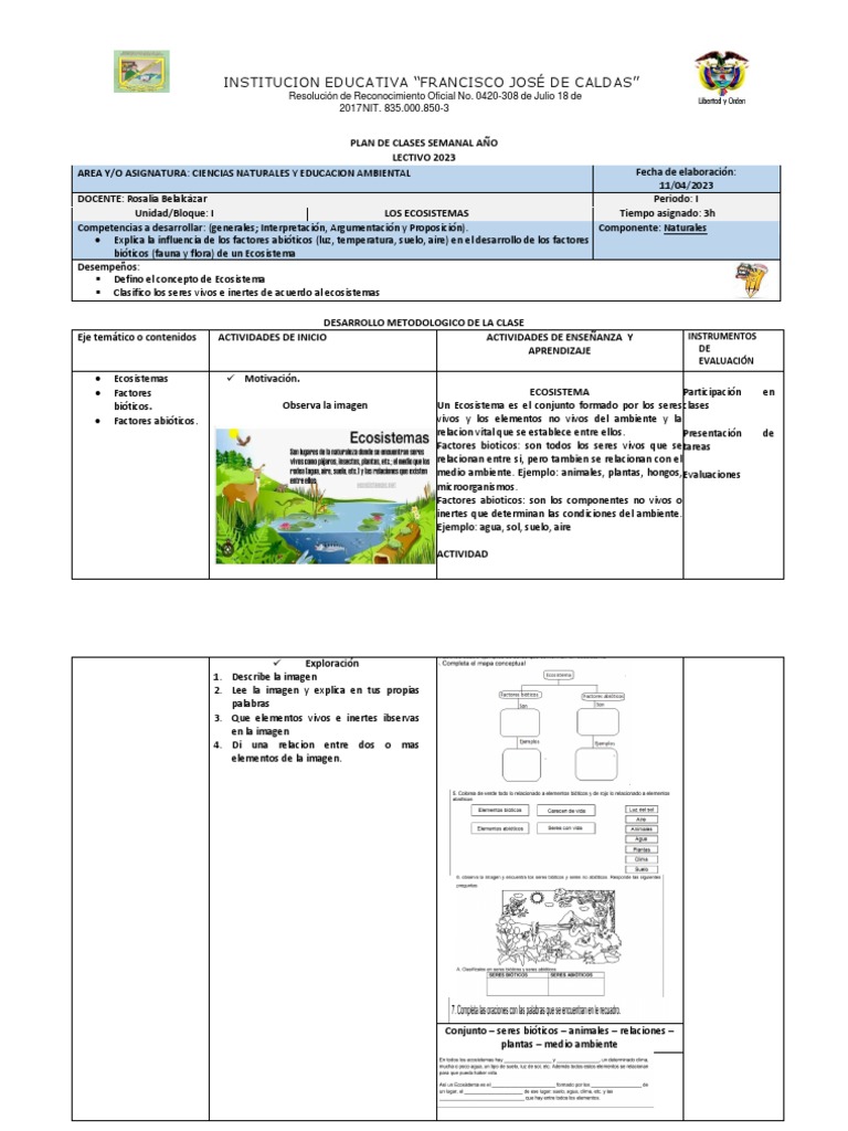 Clase Naturales Los Ecosistemas | PDF | Ecosistema | Entorno natural
